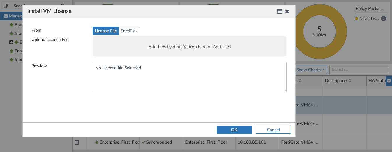 Installing VM licenses on managed devices | FortiManager 7.6.2 | Fortinet Document Library